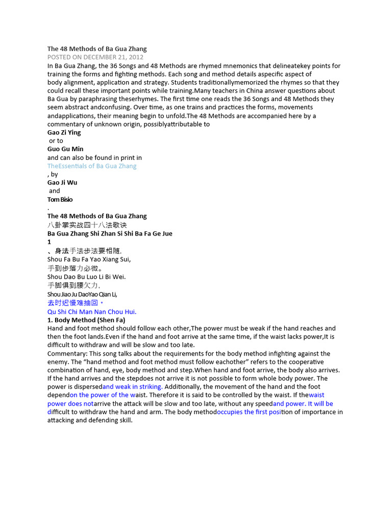 The 48 Methods of Ba Gua Zhang | PDF | Anatomical Terms Of Motion