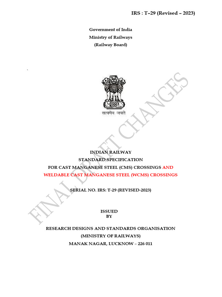 IRS T-29: CMS and WCMS Specifications | PDF | Foundry | Heat Treating