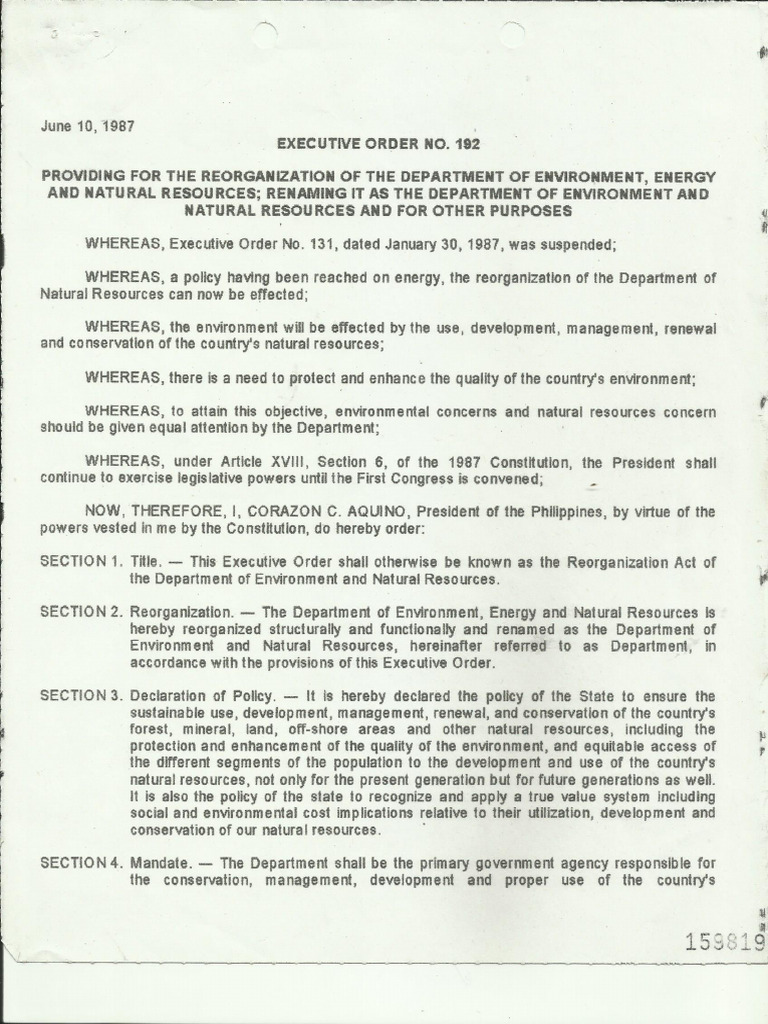 EO No. 192 S. 1987 | PDF