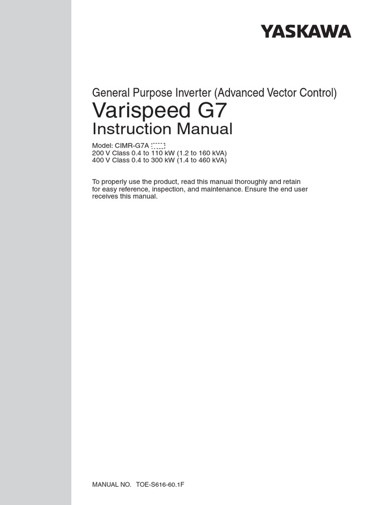 Varispeed G7 Inverter Manual | PDF | Power Supply | Power Inverter