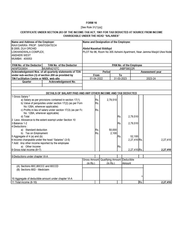 Abdul Naushad Siddiqui | PDF | Taxes | Tax Deduction