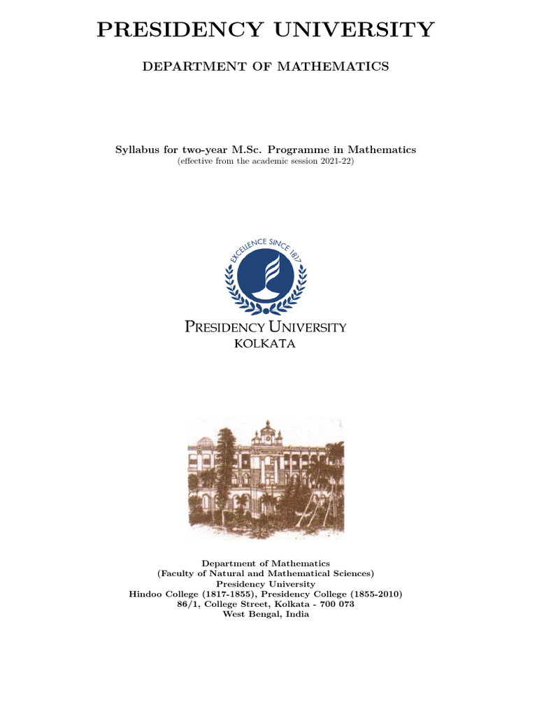 Presidency Syllabus For MSC in Maths | PDF | Complex Analysis | Partial ...