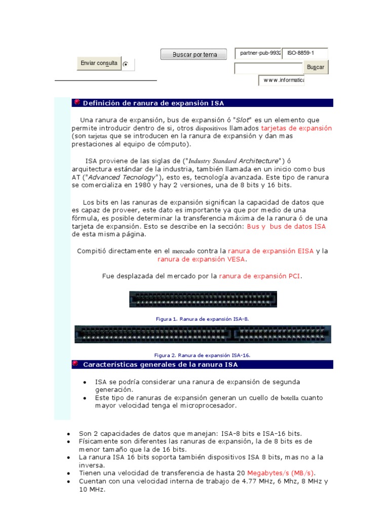 Definición de Ranura de Expansión ISA | PDF | Memoria de acceso ...