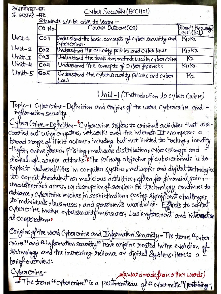 Cyber Security, Unit 1 | PDF