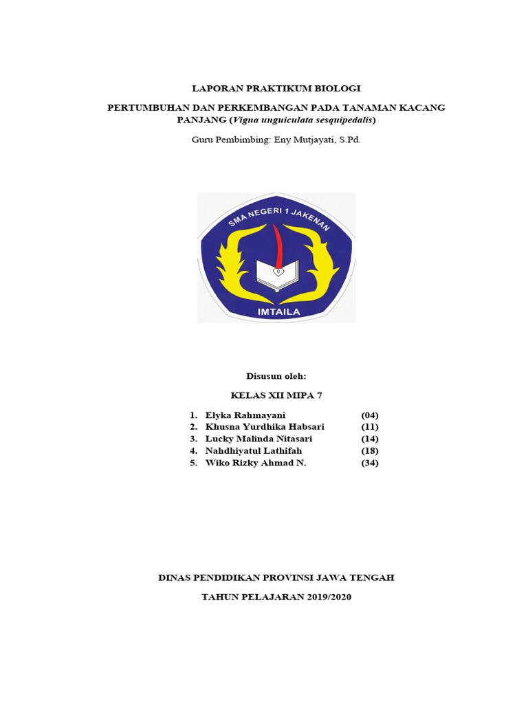 LAP. BIO KELAS 12.petumbuhan Tanaman Kacang Panjang-1 | PDF | Sains ...