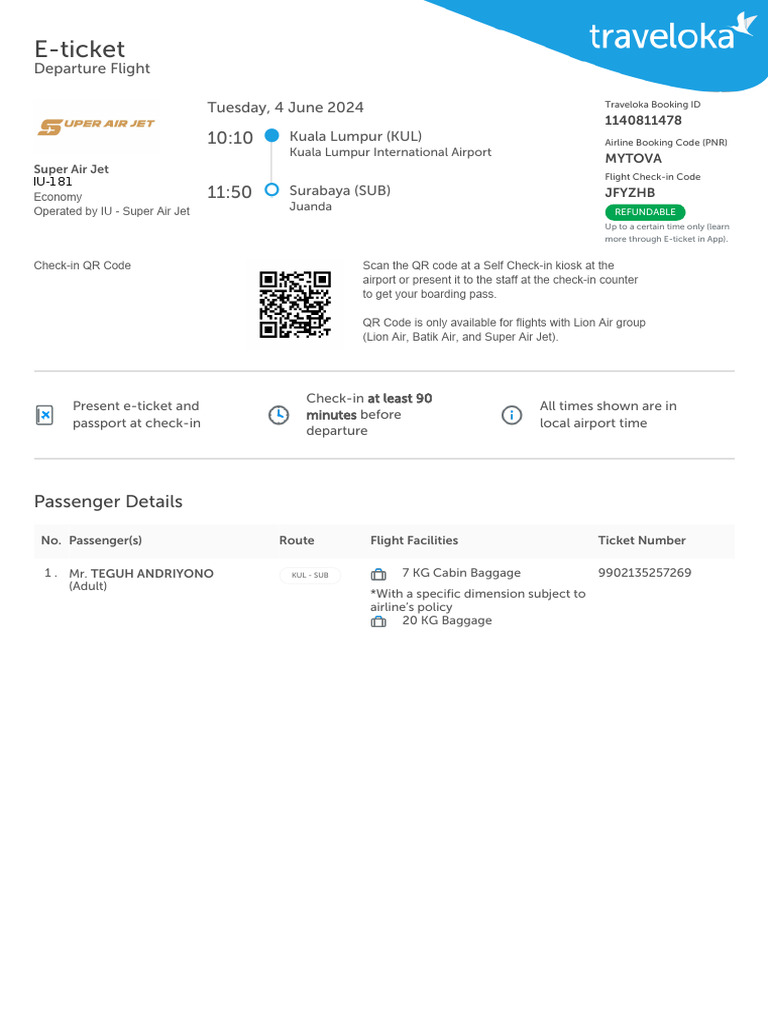 Idaman Tata Guna-KUL-JFYZHB-SUB-FLIGHT - ORIGINATING | PDF | Aviation