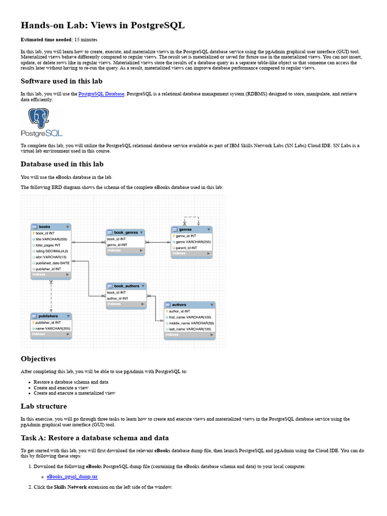 Hands-On Lab: Views in Postgresql | PDF | Postgre Sql | Databases