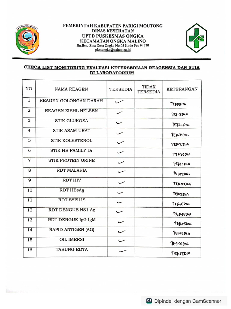 Bukti penyimpanan dan pelabelan reagensia sesuai dengan regulasi (check ...