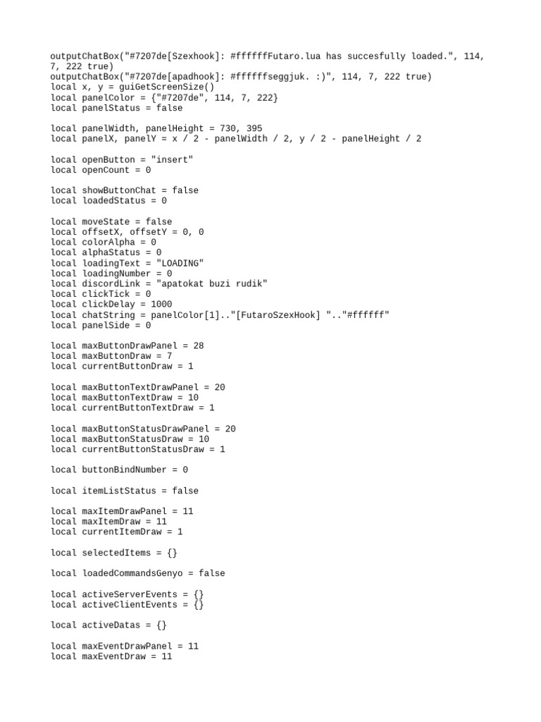 Futaro Lua Hook Script Overview | PDF | Computer Science | Computing
