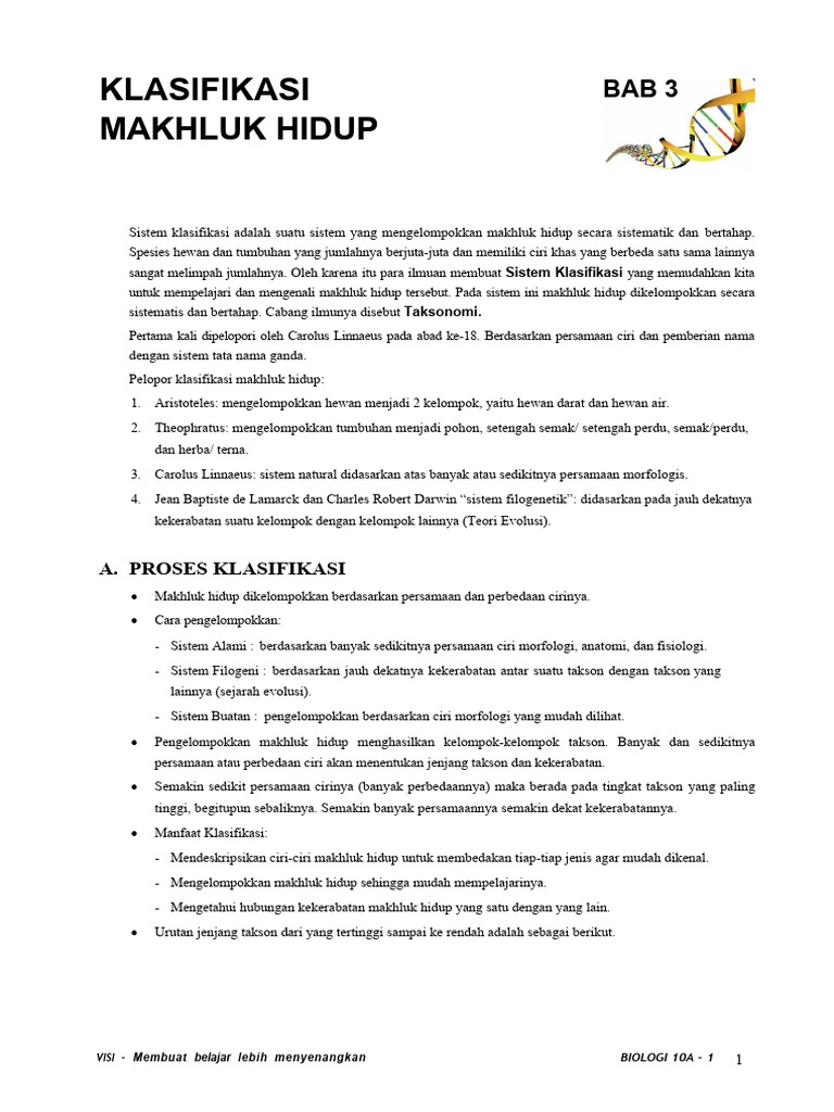 Bio Bab 3 - Klasifikasi Makhluk Hidup | PDF | Ilmu Sosial | Griya & Taman