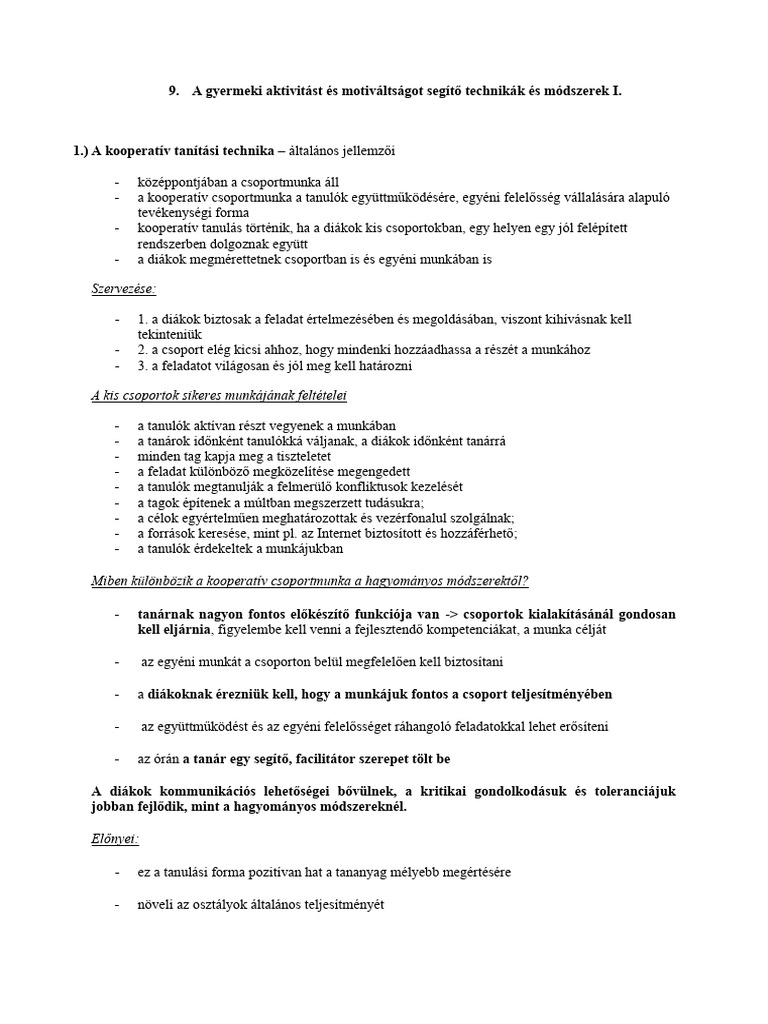 A Gyermeki Aktivitást És Motiváltságot Segítő Technikák És Módszerek I ...