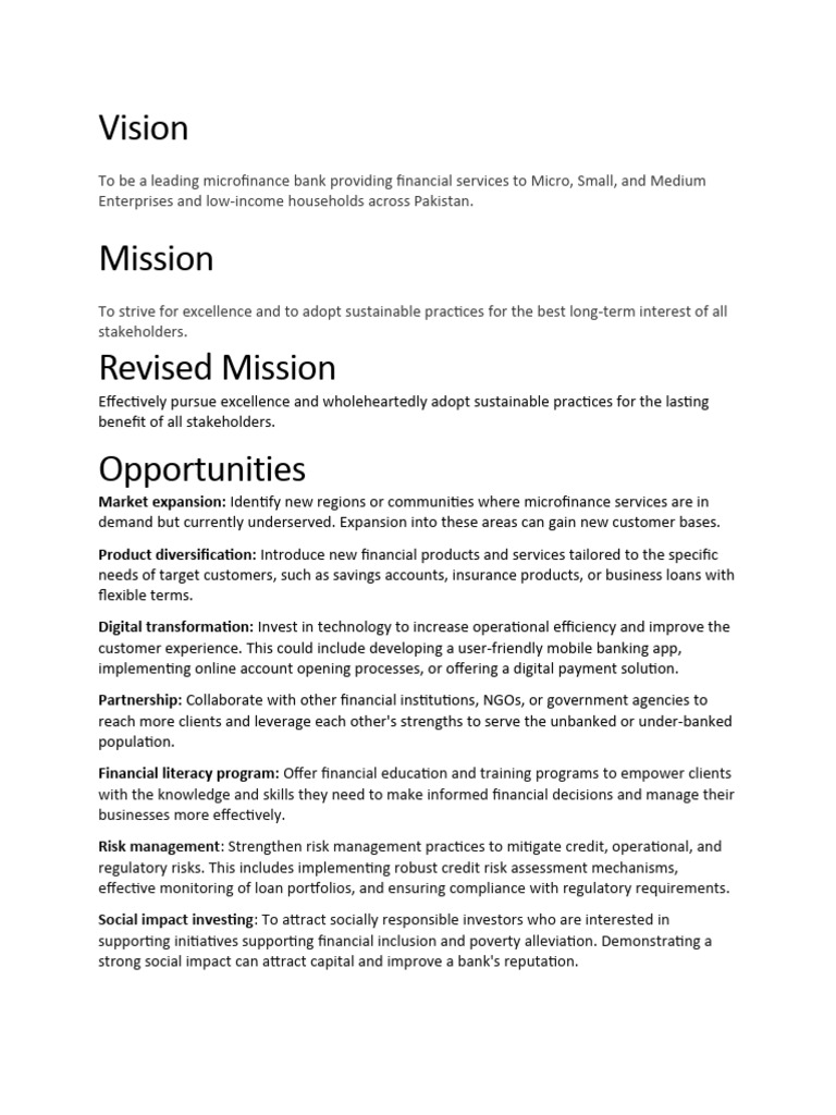 Vision | PDF | Banks | Microfinance