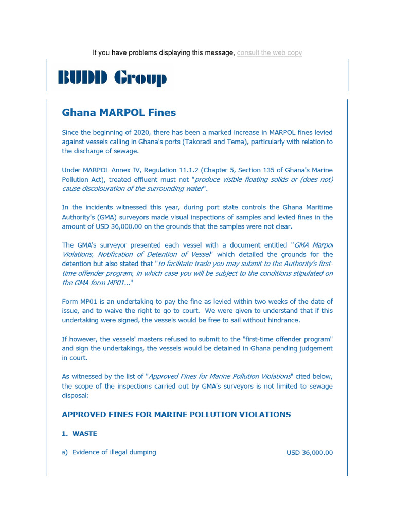 Ghana MARPOL Fines Overview 2023 | PDF | Detention (Imprisonment) | Justice