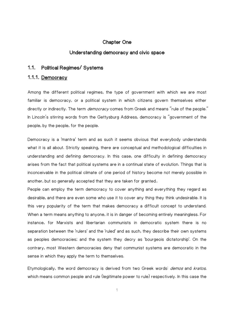Understanding Democracy and Civic Space | PDF | Democracy | Political ...