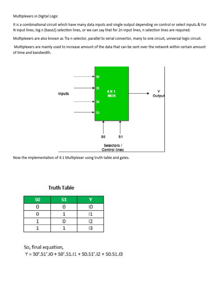 Multiplexers in Digital Logic | PDF | Electronic Engineering | Computer Science