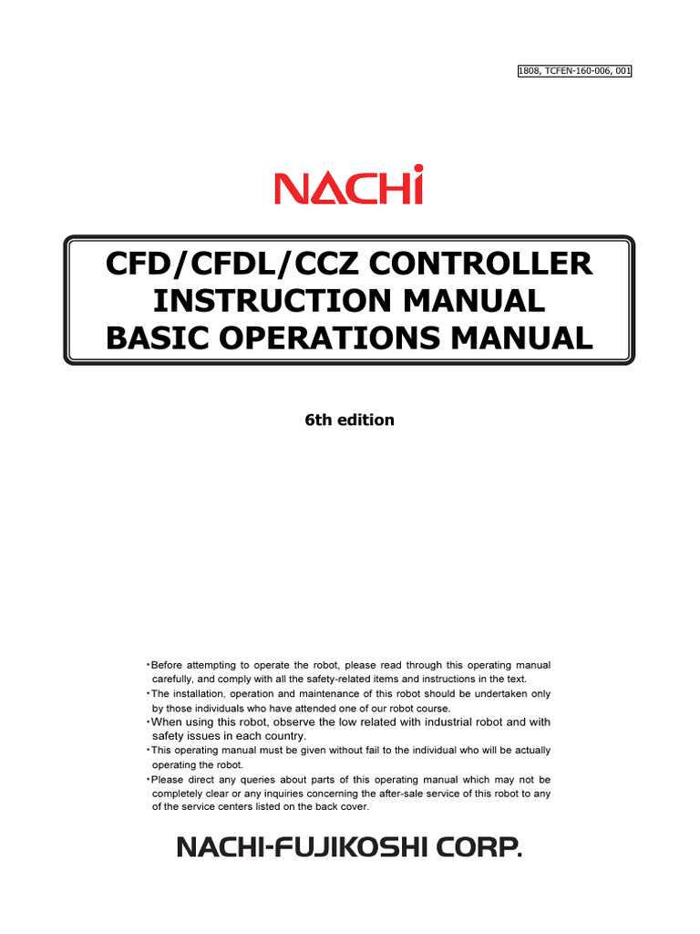 Nachi Roboter Mz Series Tcfen-160-006 Cfd Cfdl Ccz Basic | PDF ...