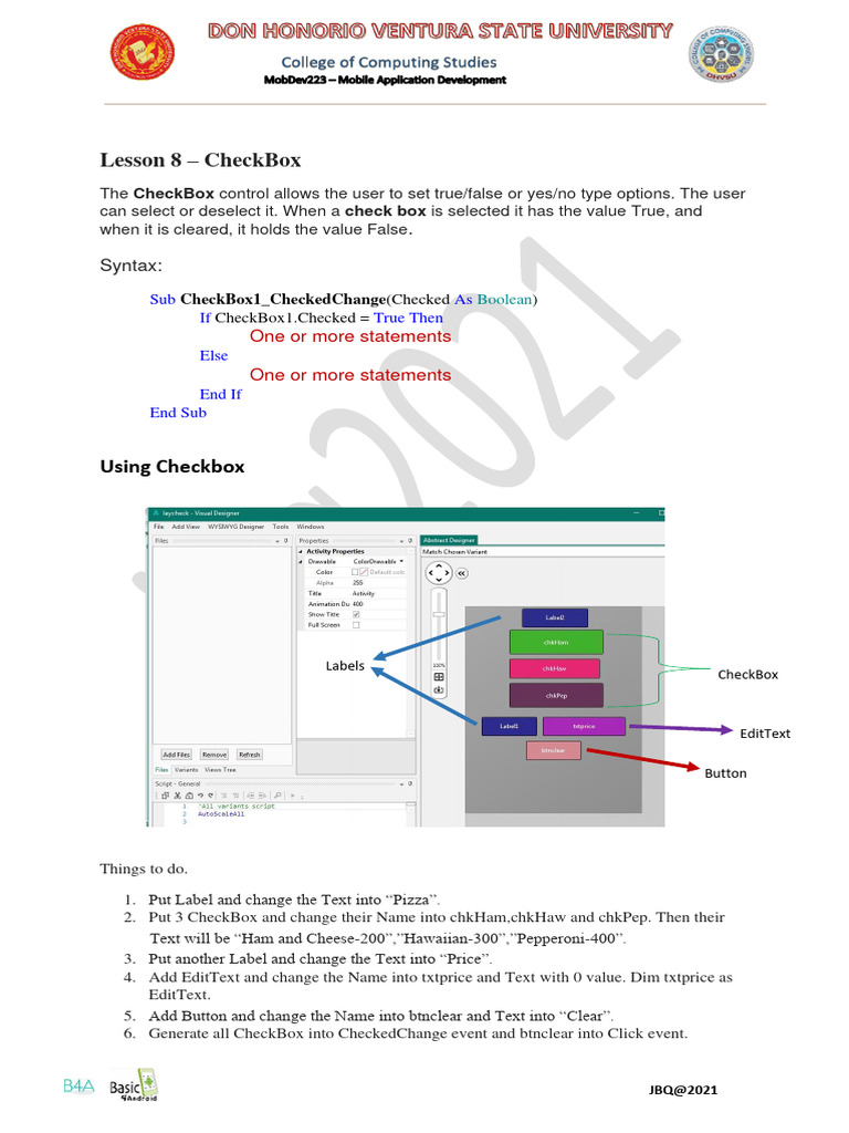 Lesson-8 CheckBox | PDF