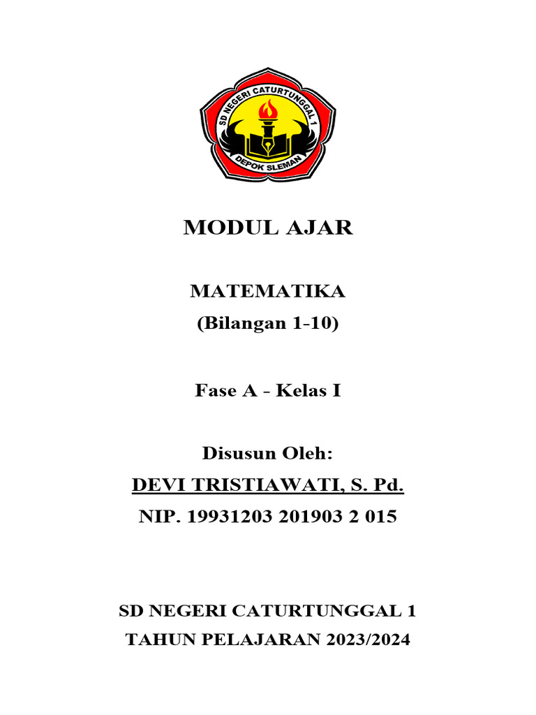 Modul Ajar Hitung 1-10 Matematika Kelas 1 | PDF