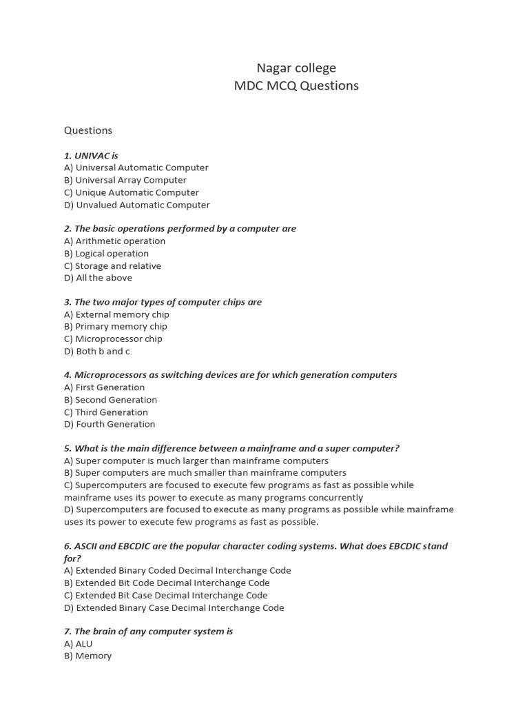 MCQ (Fundamentals of IT) | PDF | Databases | Computer Data Storage