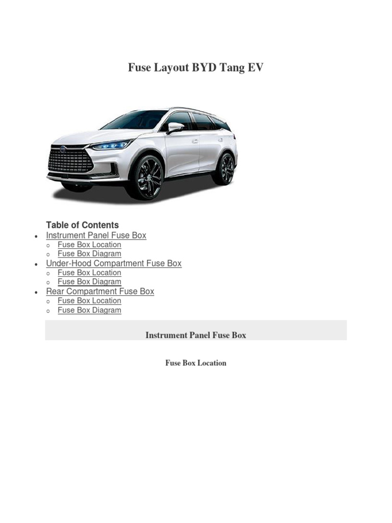 BYD Tang EV (2022-2023) Fuses and Relays | PDF | Automotive ...