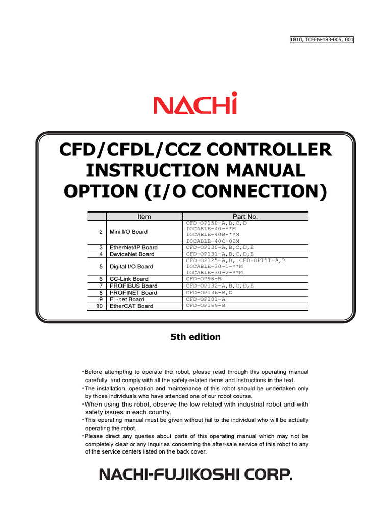 Tcfen-183-005 Cfd Cfdl Ccz Option Io Connection | PDF | Programmable Logic Controller | Input/Output