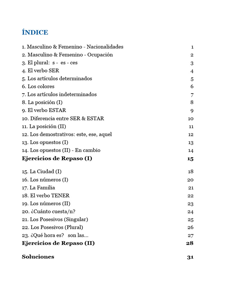 Ejercicios Espanol 1 3 4 | PDF