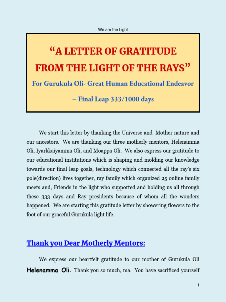 Ray Letter of Gratitude | PDF | Gratitude