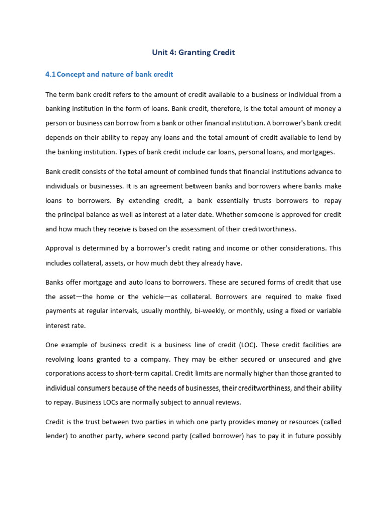 Chapter 4 CBO BBM 5th Sem | PDF | Loans | Line Of Credit