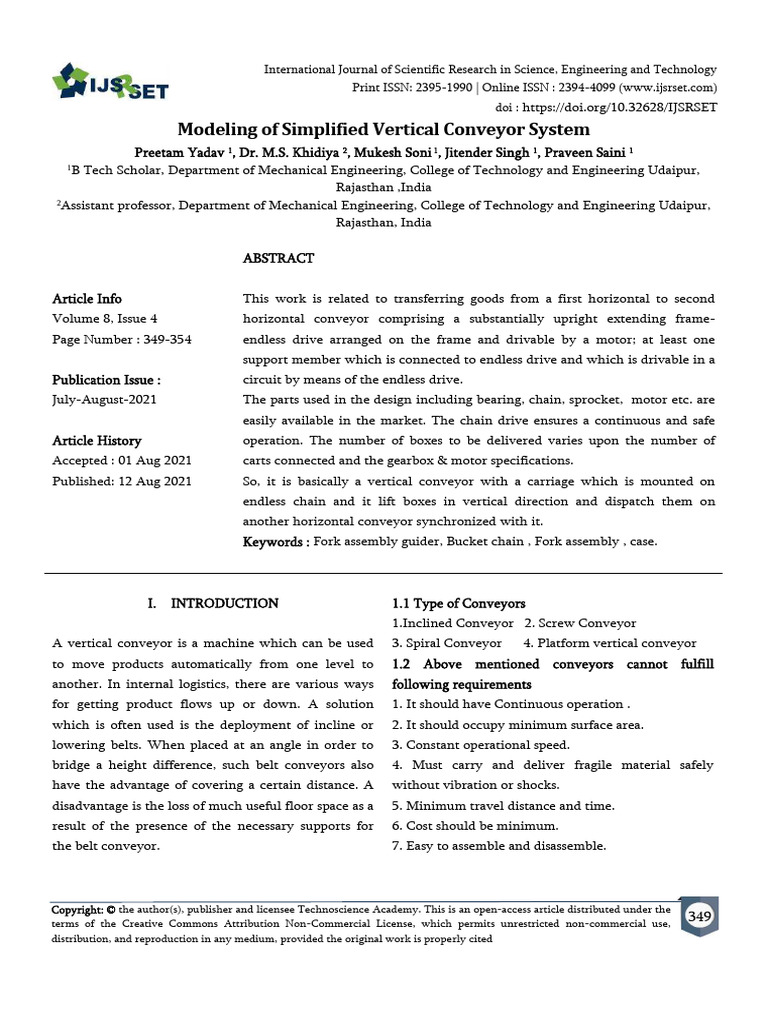 Modeling of Simplified Vertical Conveyor | PDF | Mechanical Engineering