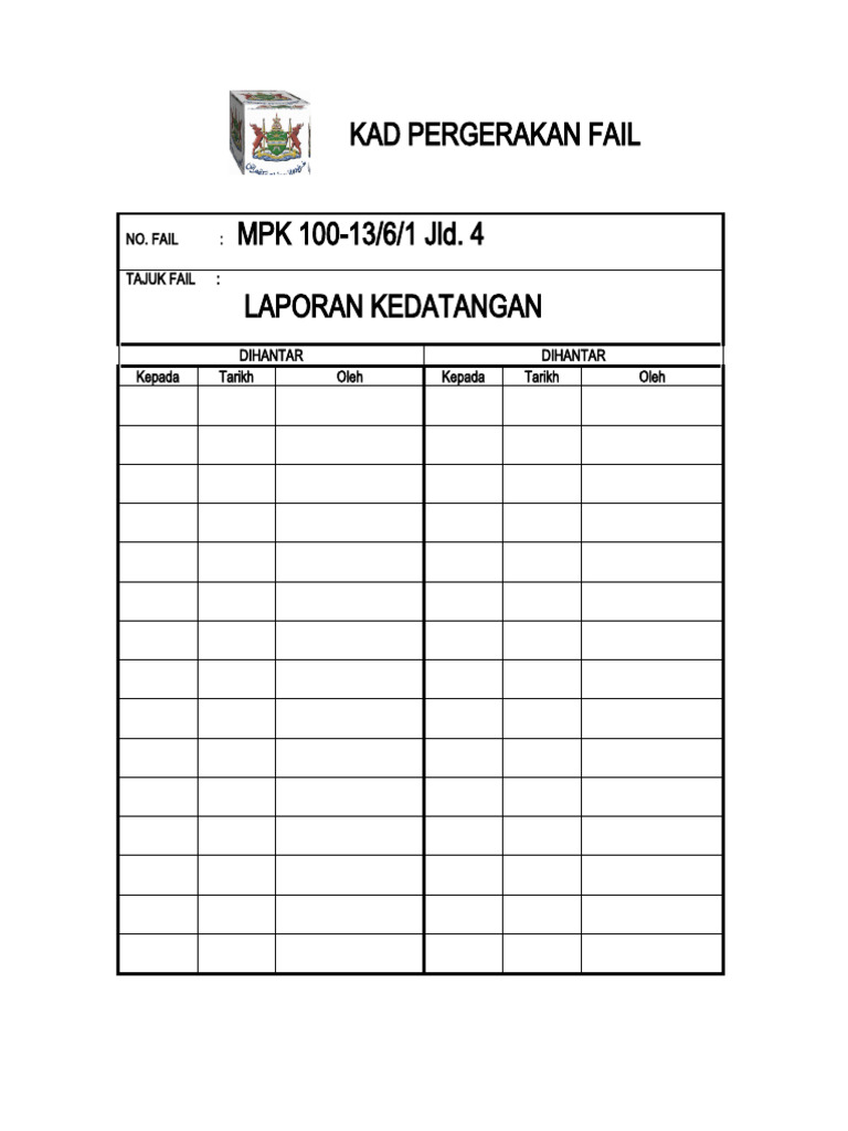 Kad Pergerakan Fail (Contoh Dan Yang Kosong) | PDF