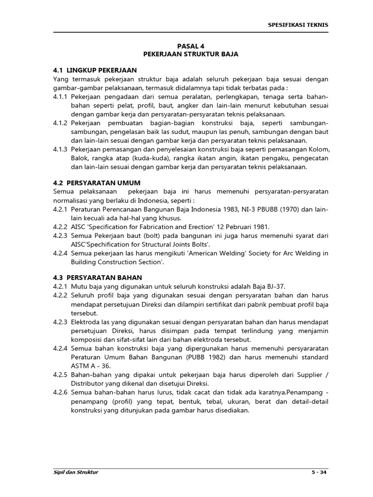 SPK Pekerjaan Struktur Baja | PDF