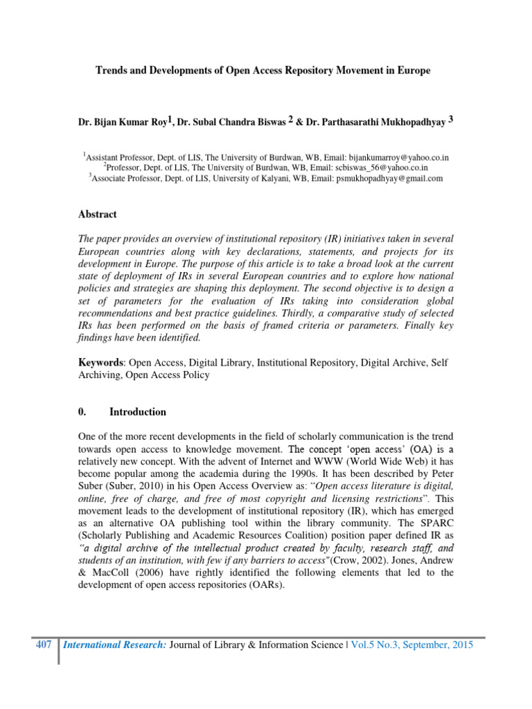 Trends and Developments of Open Access R | PDF | Open Access | Information Science