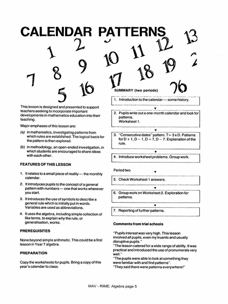 A2 Calendar Patterns | PDF