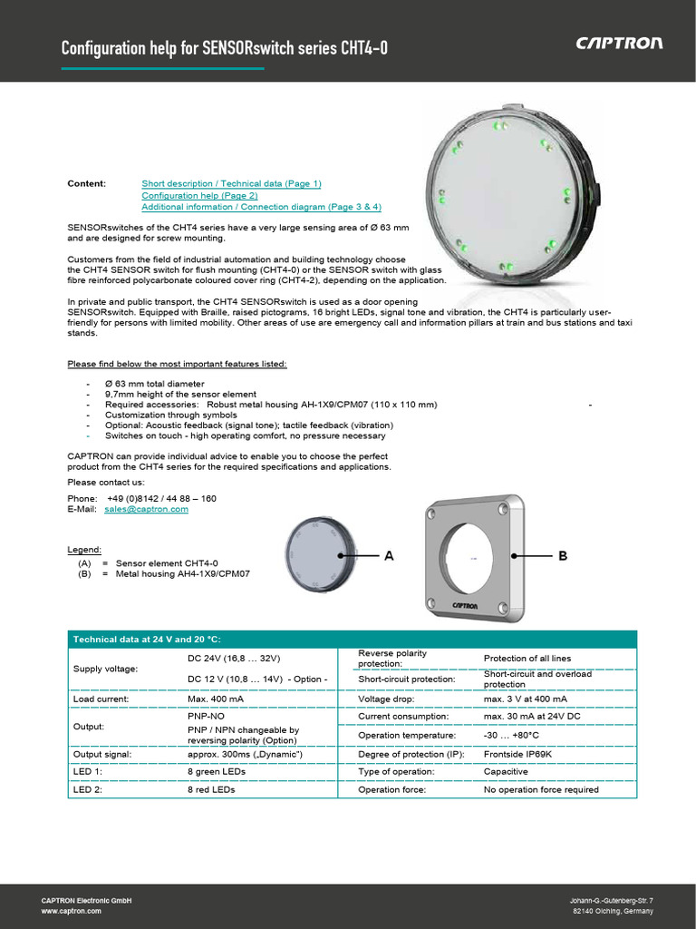 CAPTRON-SET-Configuration-CHT4-0_en | PDF | Switch | Electrical Engineering