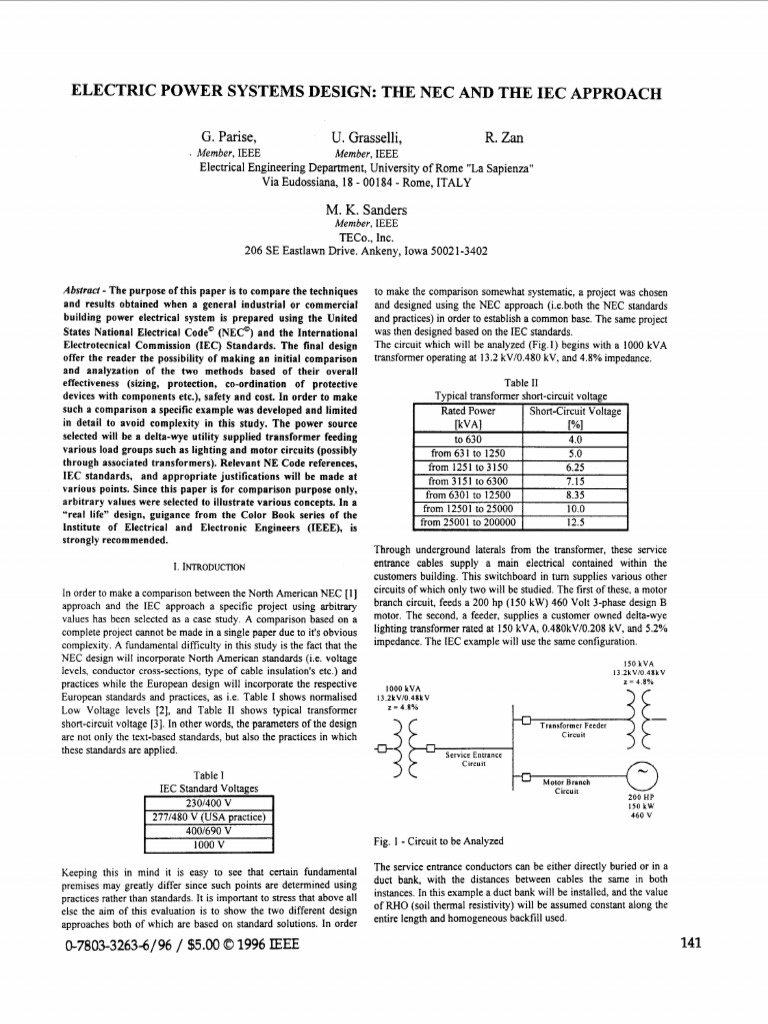 Electric Power Systems Design The Nec and The Iec Approach | Download Free PDF | Fuse ...