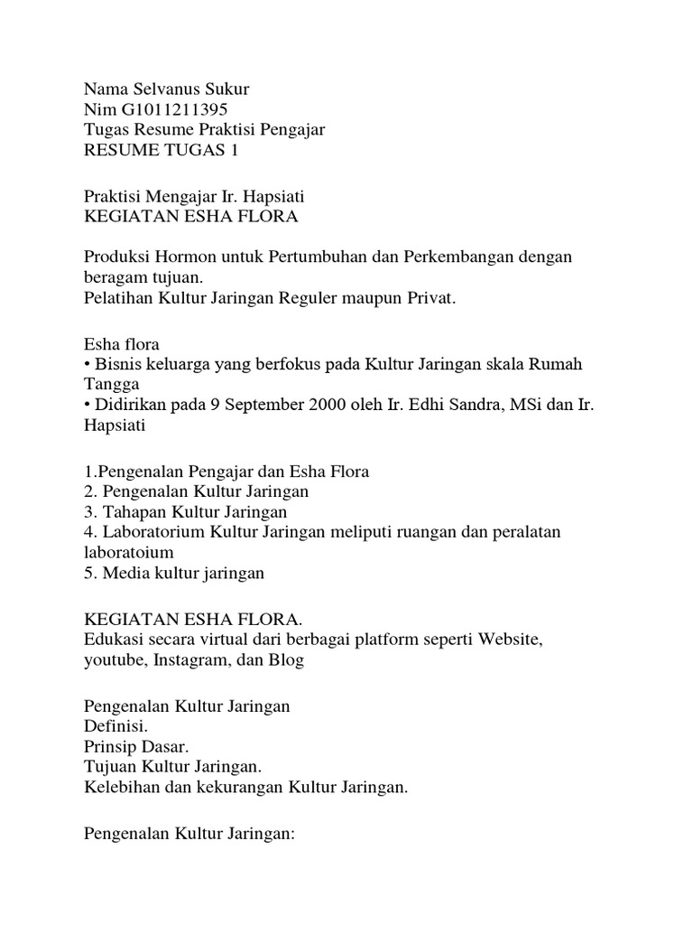 Tugas Resume 1 Selvanus G1011211395.Praktisi Pengajar | PDF