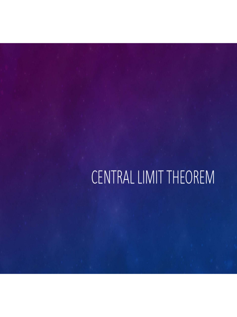 Central Limit Theorem | PDF | Probability Distribution | Mean