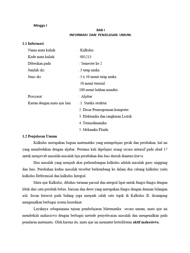 Materi Kal-Kulus Minggu I | PDF