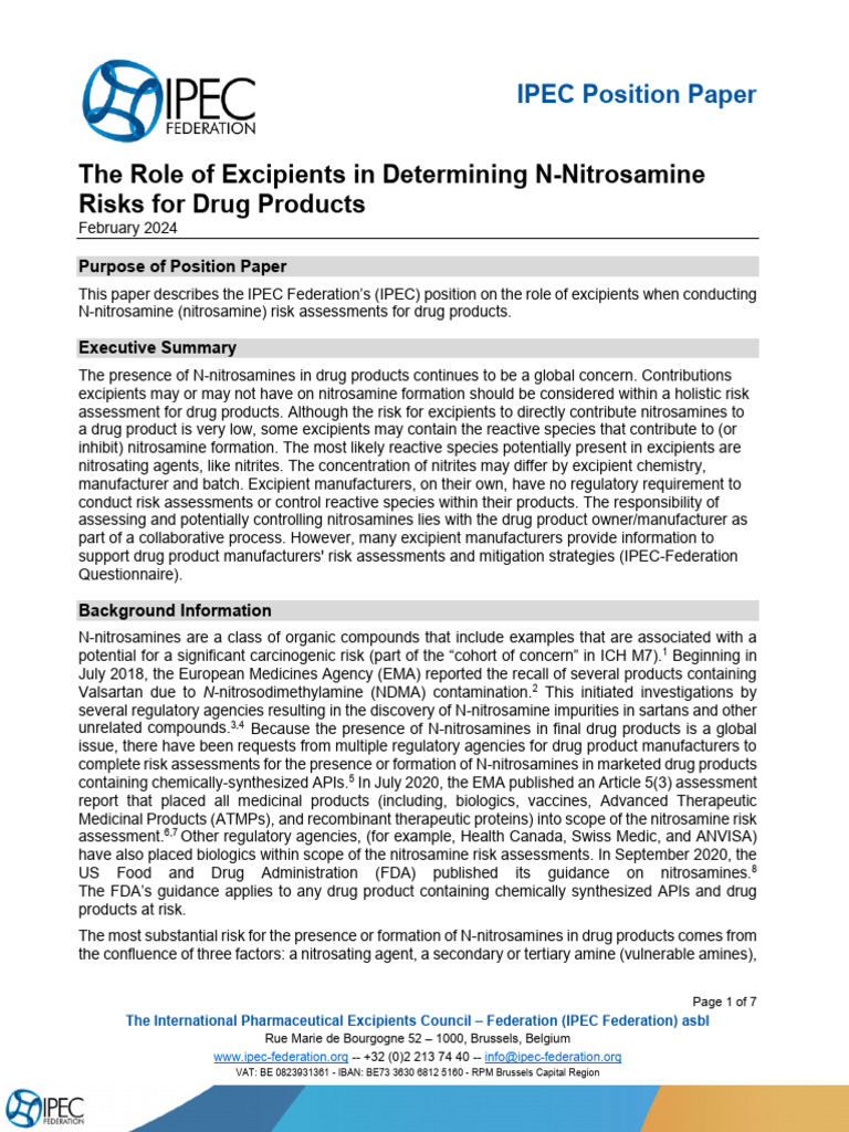 If Nitrosamines Position Paper v2 F | Download Free PDF ...
