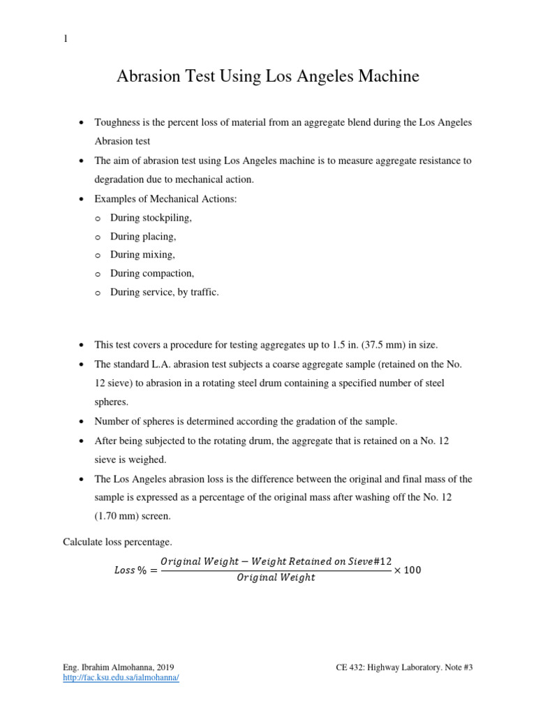Los Angeles Abrasion Test Overview | PDF | Young's Modulus | Soil