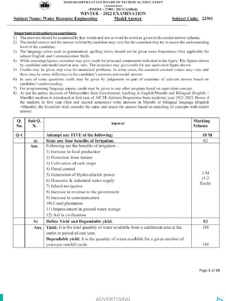 22505-2022 Winter Model Answer Paper | PDF