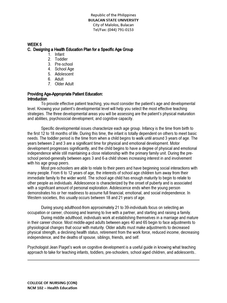 Designing A Health Education Plan For A Specific Age Group | Download Free PDF | Adolescence ...