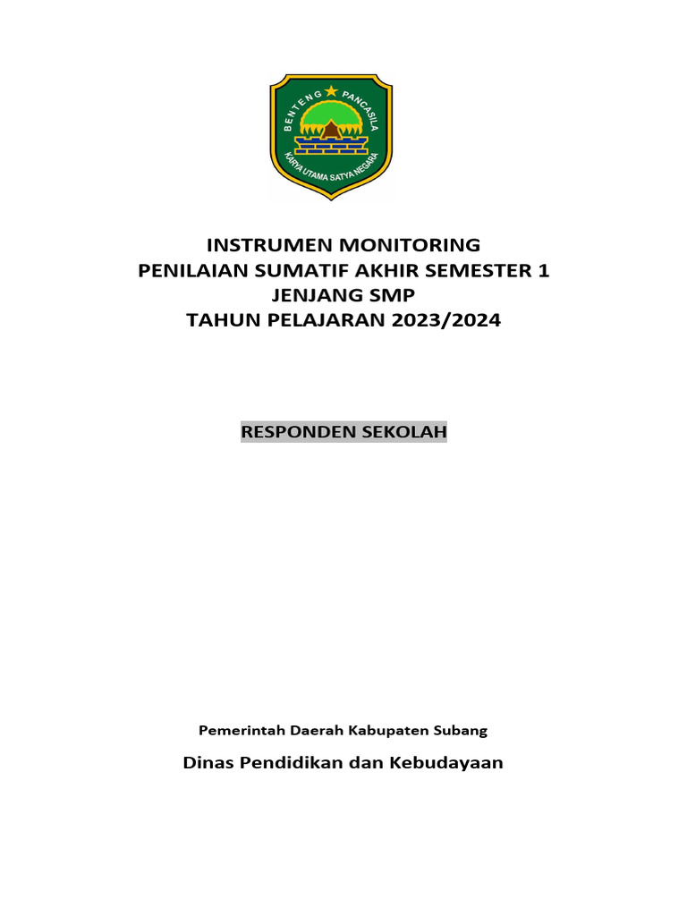 Instrumen Monitoring Pas SMP 2023-2024 | PDF