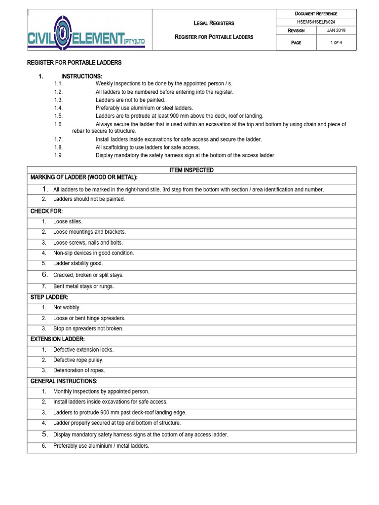 Register For Ladders - Portable | PDF | Ladder | Scaffolding
