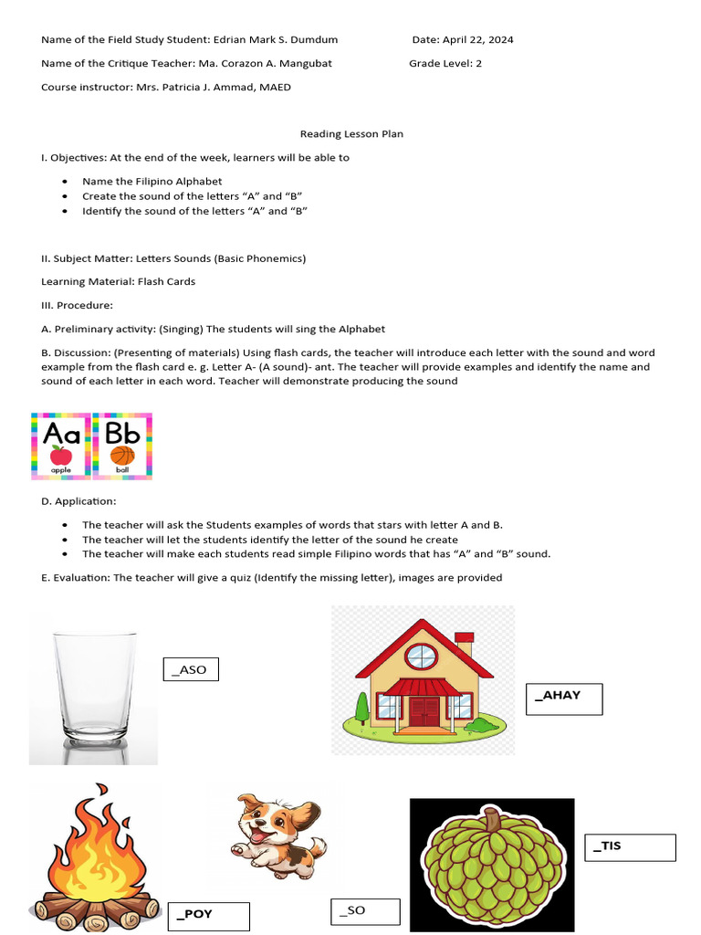 Grade 2 Filipino Alphabet Lesson Plan | PDF