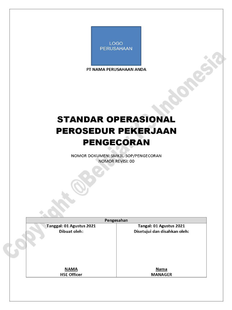 Sop Pengecoran 1 | PDF