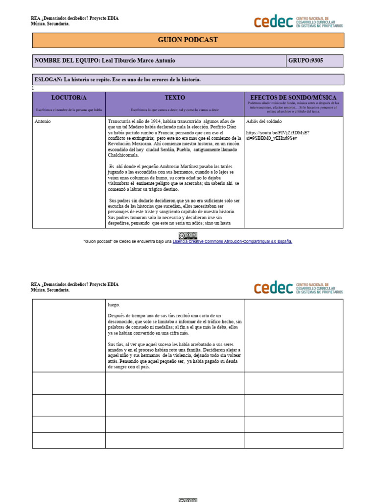 Cedec-Plantilla Guion Podcast-Demasiadosdecibelios | PDF Cedec-Plantilla Guion Podcast-Demasiadosdecibelios | PDF