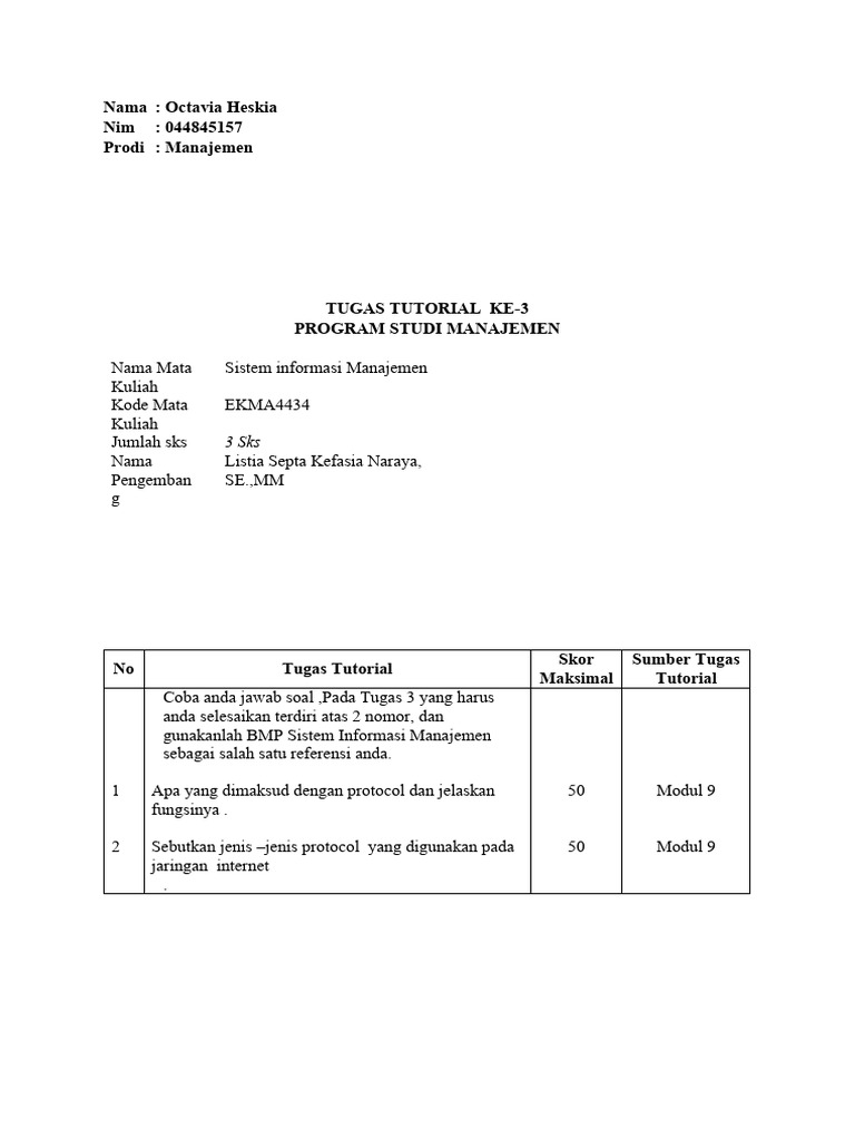 TUGAS TUTORIAL 3 SIM | PDF