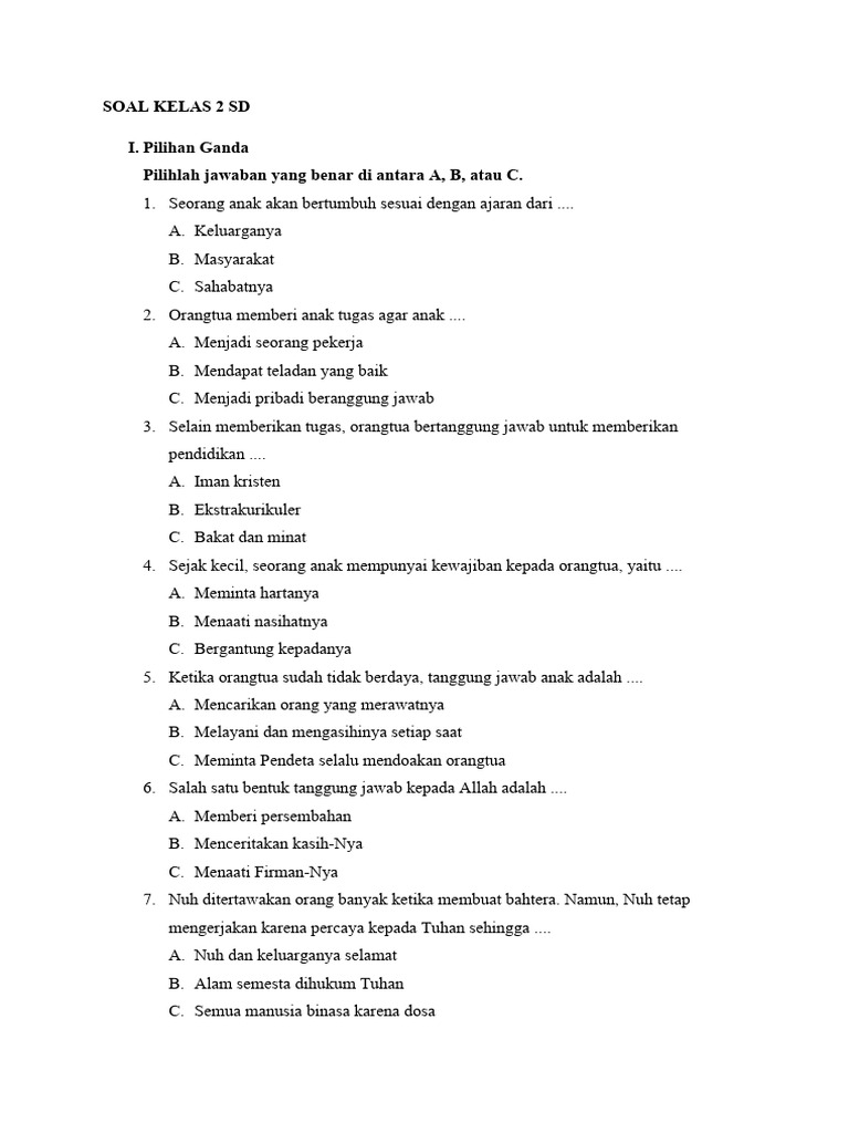 Soal Kelas 2 SD | PDF | Olahraga & Rekreasi | Kesehatan Holistik