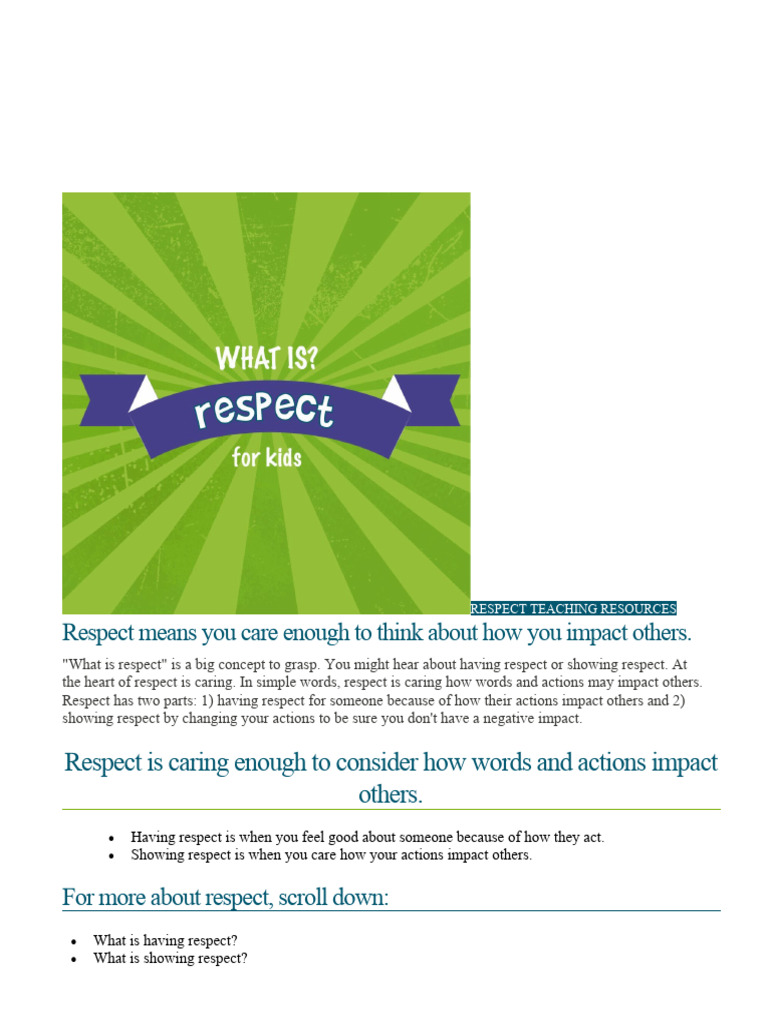 Respect | PDF | Well Being | Social Psychology